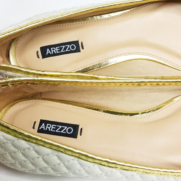 Arezzo | Shoes | Arezzo Brazil Quited Bow Gold Flats Loafers | Poshmark